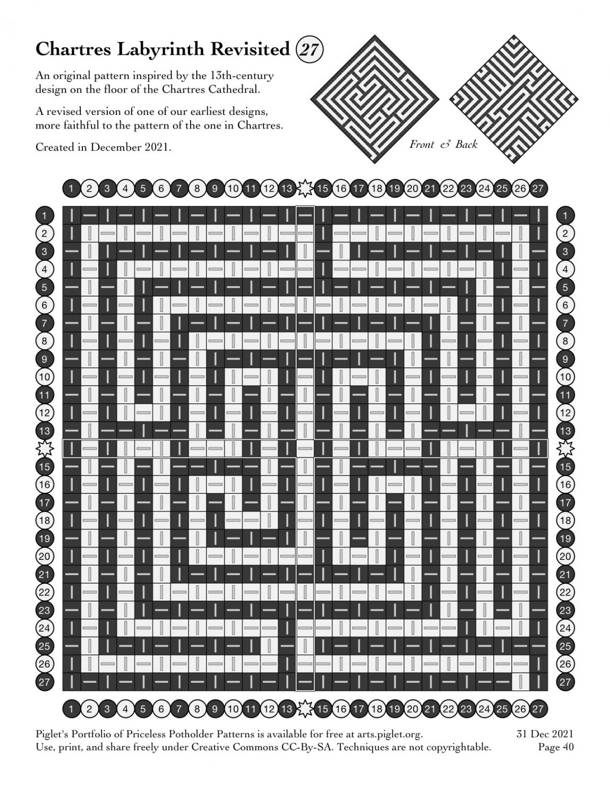 Chartres Labyrinth Revisited – Piglet's Potholder Patterns
