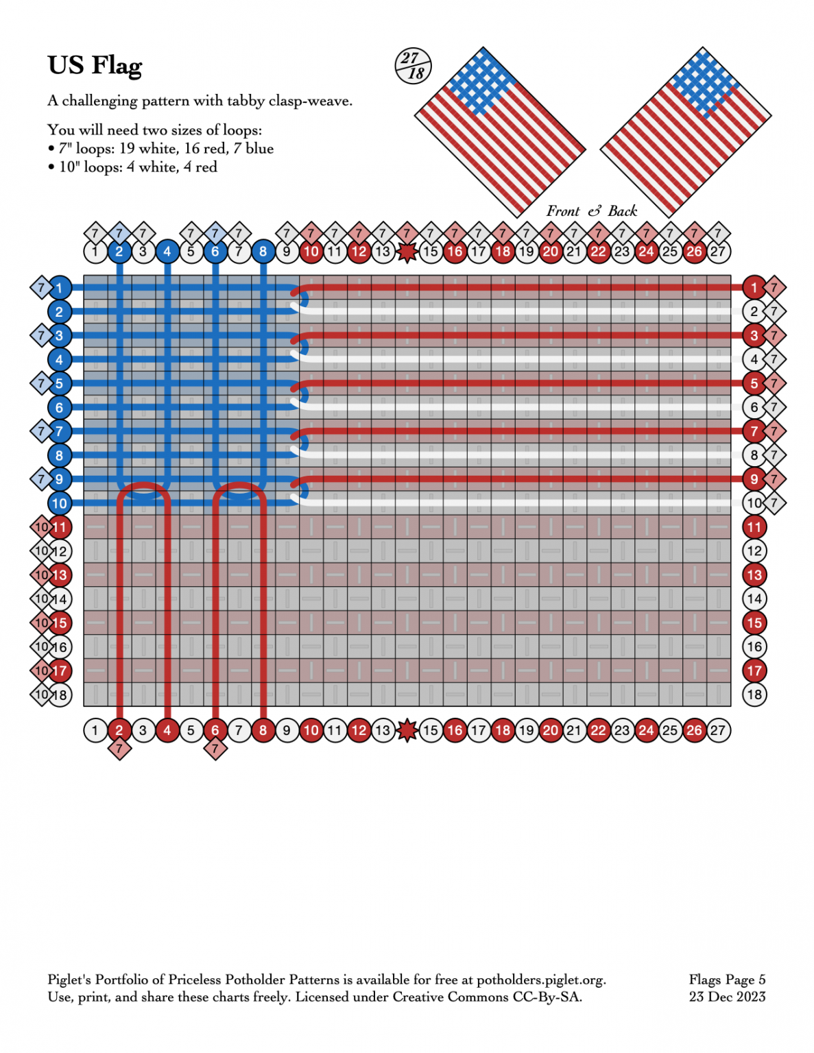 Clasp Weave: American Flag – Piglet's Potholder Patterns