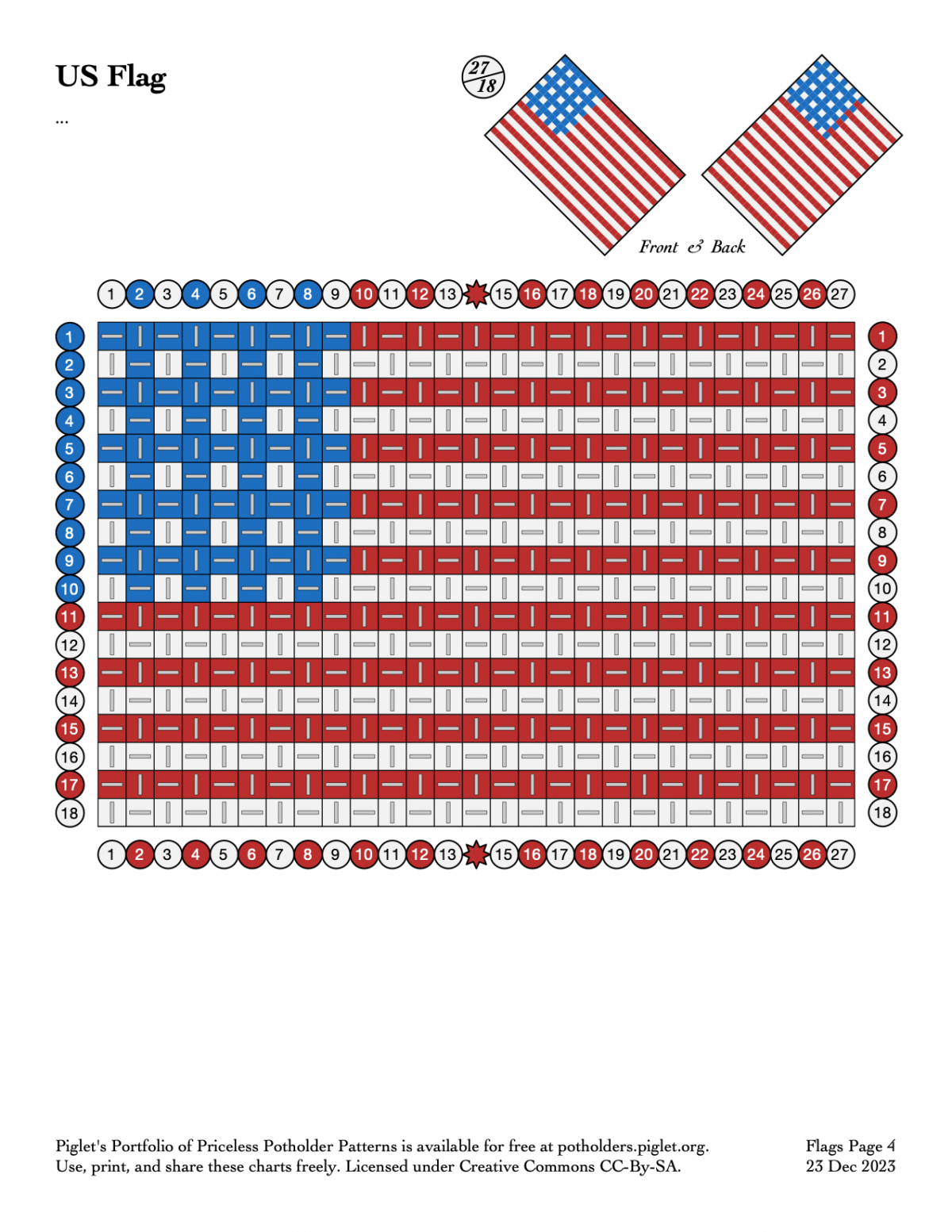 Clasp Weave: American Flag – Piglet's Potholder Patterns