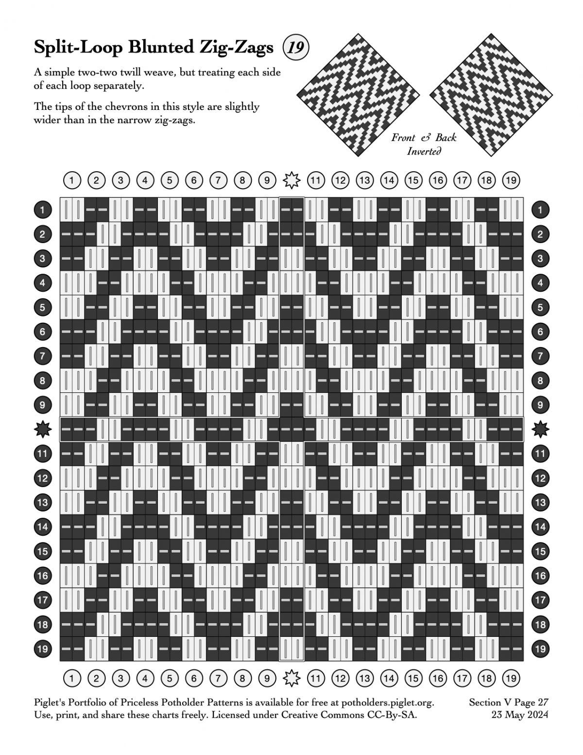 More Split-Loop Twill Charts – Piglet's Potholder Patterns
